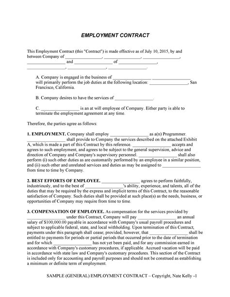 Work Contracts Templates - BestTemplatess - BestTemplatess
