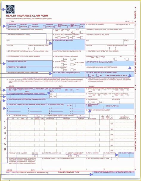 Free Cms 1500 Claim Form Template - BestTemplatess - BestTemplatess