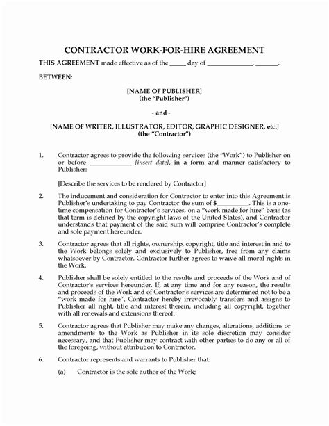 Work For Hire Contract Template - BestTemplatess - BestTemplatess