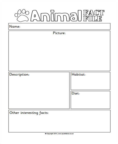 Animal Fact Sheet Template - BestTemplatess - BestTemplatess